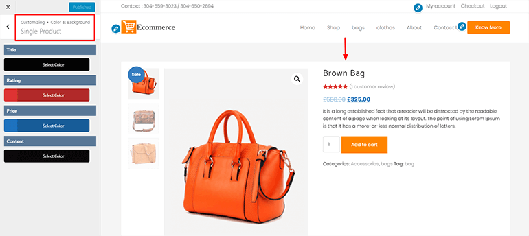 WooCommerce Color & Background - Zita Fully Customizable WordPress Theme